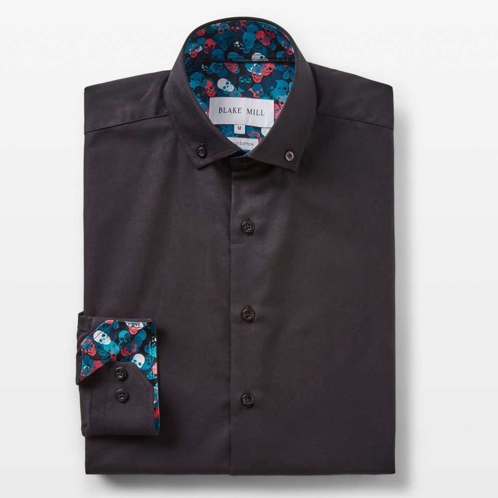 Black Oxford Shirt with 'Skulls' Accents | Blake Mill