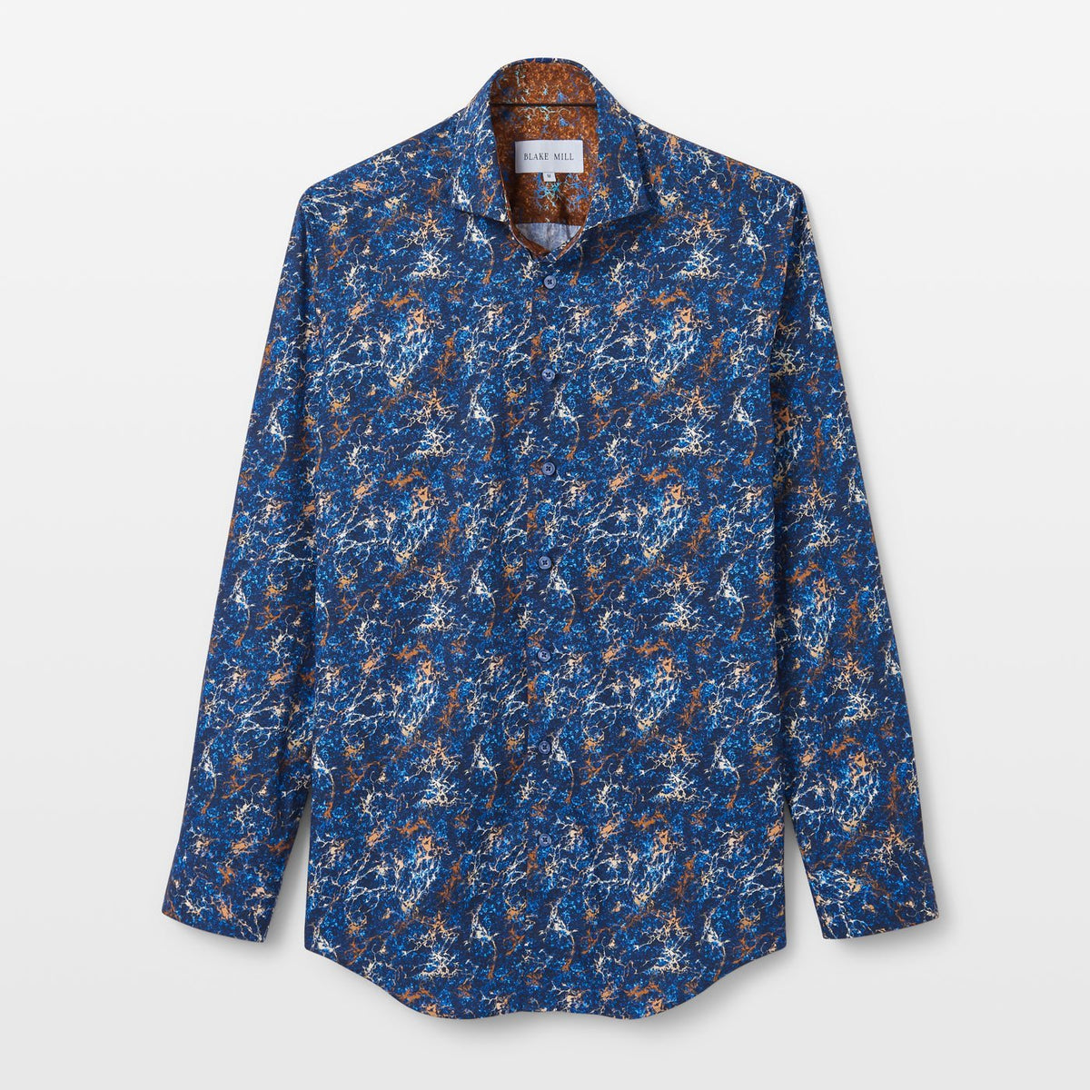 Dark Blue Shirt with 'Electrical Storm' Print | Blake Mill